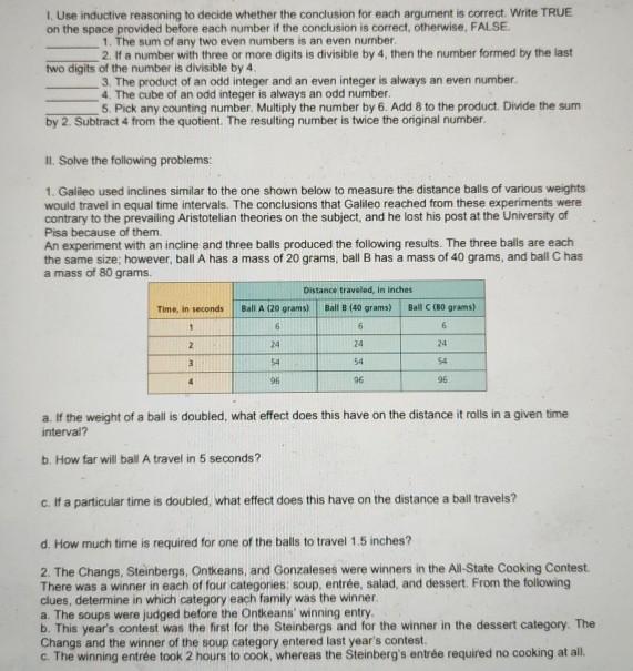 Solved 1. Use inductive reasoning to decide whether the | Chegg.com