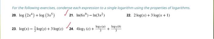 Solved For the following exercises, condense each expression | Chegg.com
