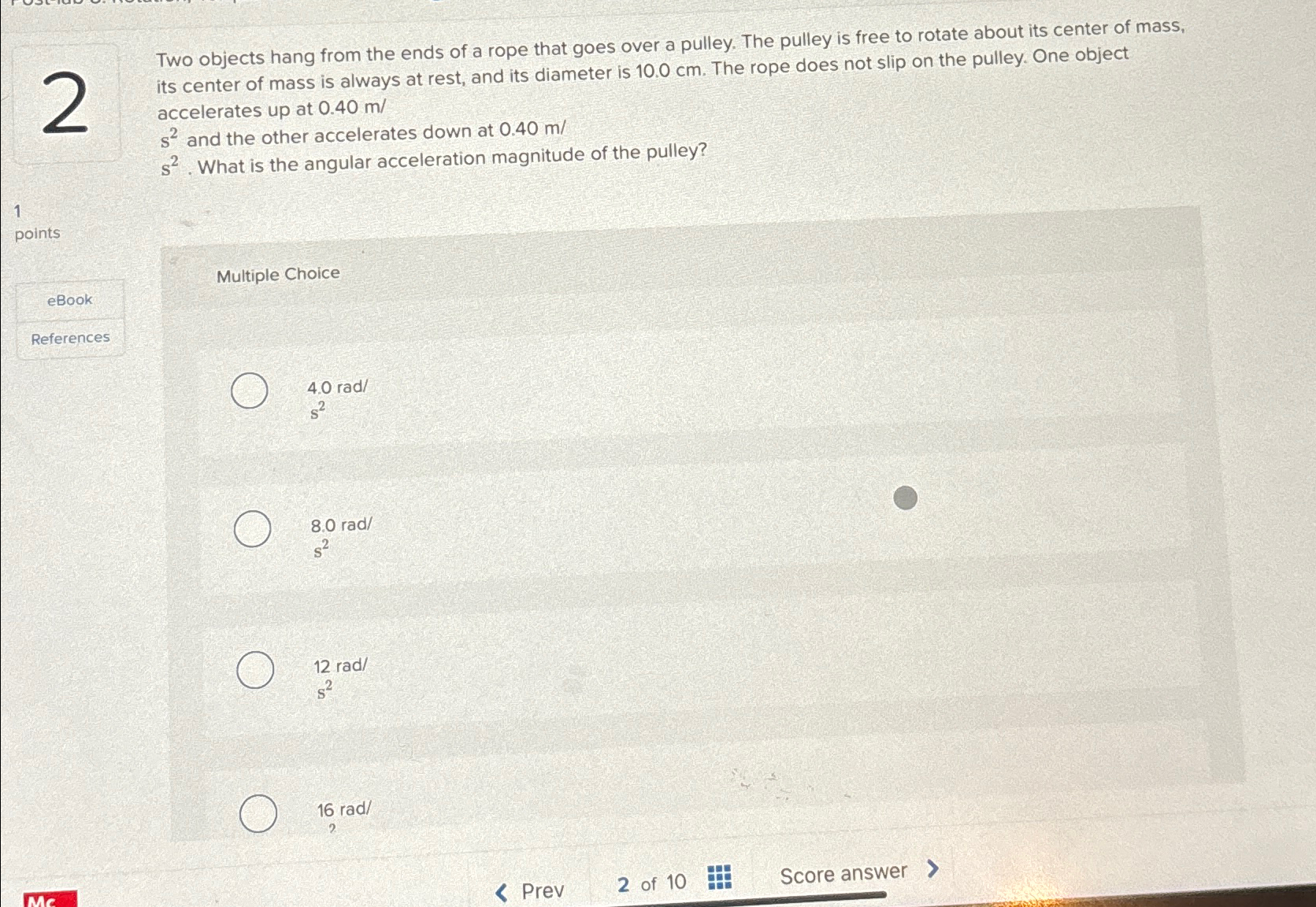 Solved 2Two objects hang from the ends of a rope that goes | Chegg.com