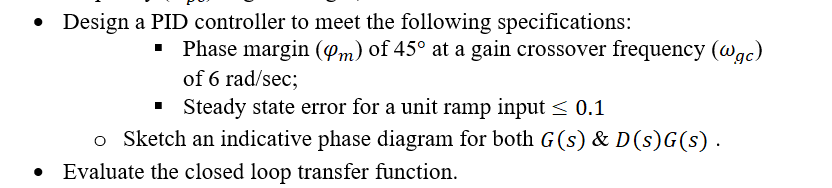 Solved Design a PID controller to meet the following | Chegg.com