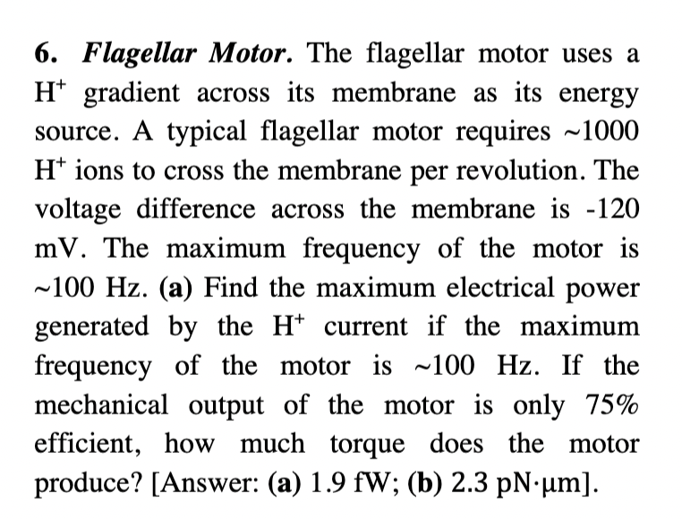 Solved Flagellar Motor. The flagellar motor uses aH+gradient | Chegg.com