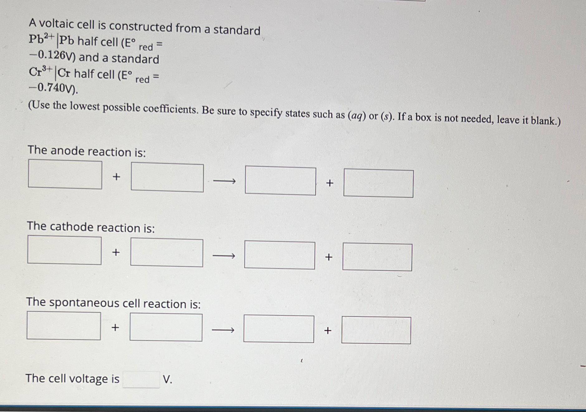 Solved A voltaic cell is constructed from a standard | Chegg.com