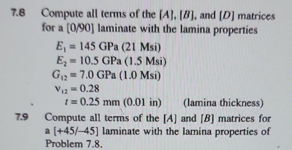 Solved 7.8 Compute all terms of the [A],[B], and [D] | Chegg.com