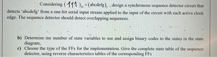 Solved Considering (111) = (abcdefg),, design a synchronous | Chegg.com