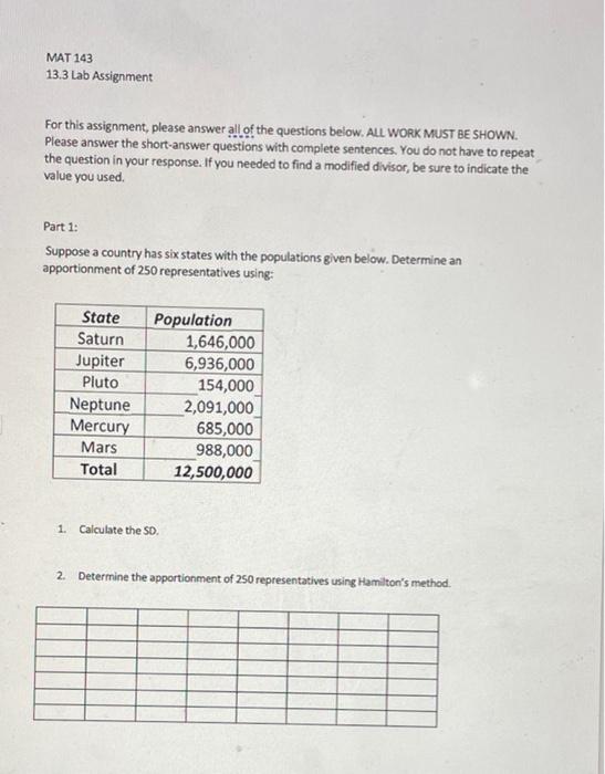 Solved MAT 143 13.3 Lab Assignment For this assignment, | Chegg.com