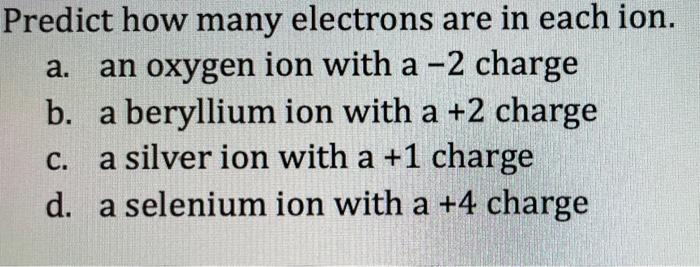 Solved a. Predict how many electrons are in each ion. an | Chegg.com