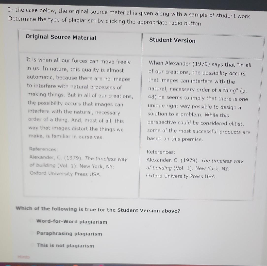 In the case below, the original source material is | Chegg.com