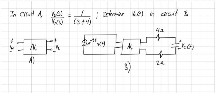 Solved In ciscuit A1V1(s)V2(s)=(s+4)1; Determine Vc(t) in | Chegg.com