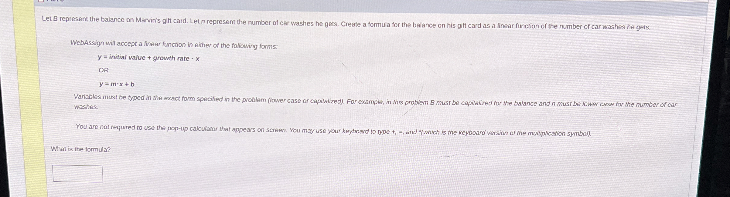 Solved WebAssign will accept a linear function in either of | Chegg.com
