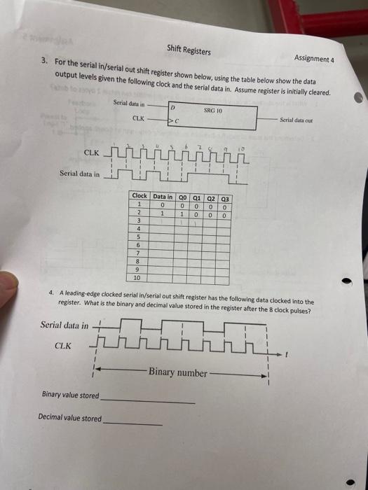 Solved 3. For the serial in/serial out shift register shown | Chegg.com
