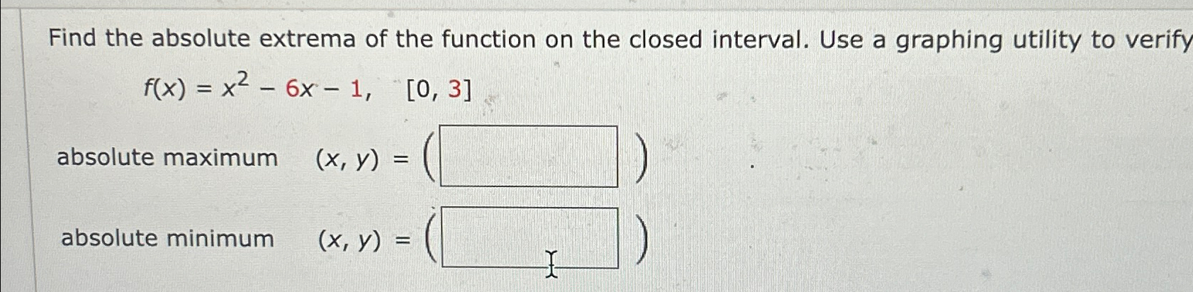 Solved Find the absolute extrema of the function on the | Chegg.com