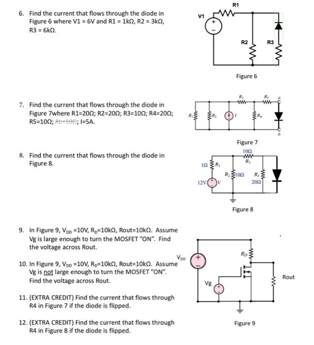 Solved 6. Find the current that flows through the diode in | Chegg.com