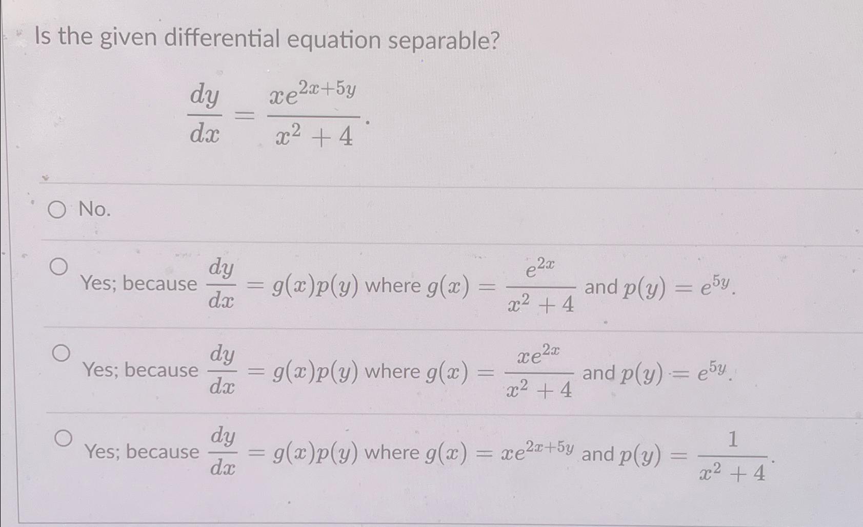Solved Is the given differential equation | Chegg.com