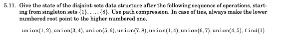 Solved 5.11. ﻿Give the state of the disjoint-sets data | Chegg.com