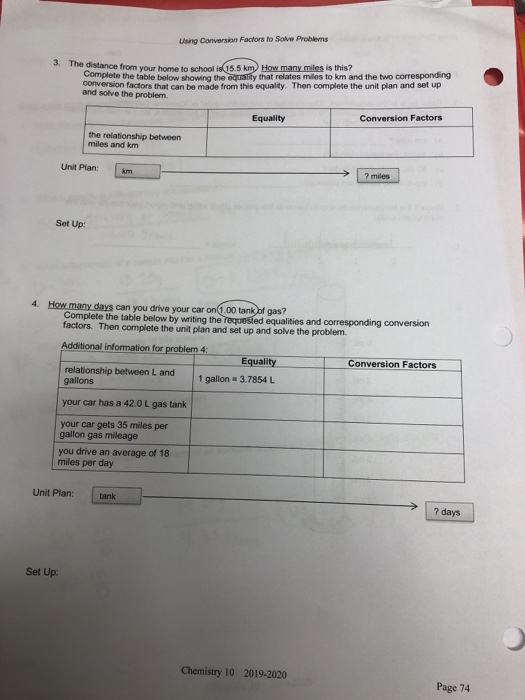 Using Conversion Factors to Solve Problems Name Date | Chegg.com