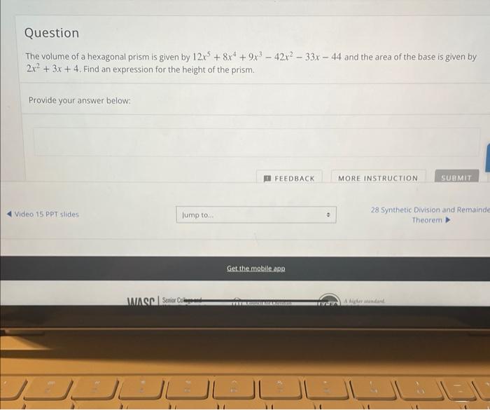 Solved The volume of a hexagonal prism is given by | Chegg.com