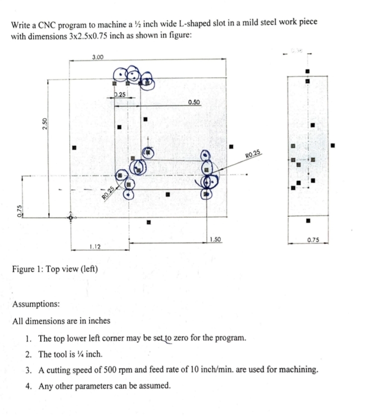 Write a CNC program to machine a 12 ﻿inch wide | Chegg.com