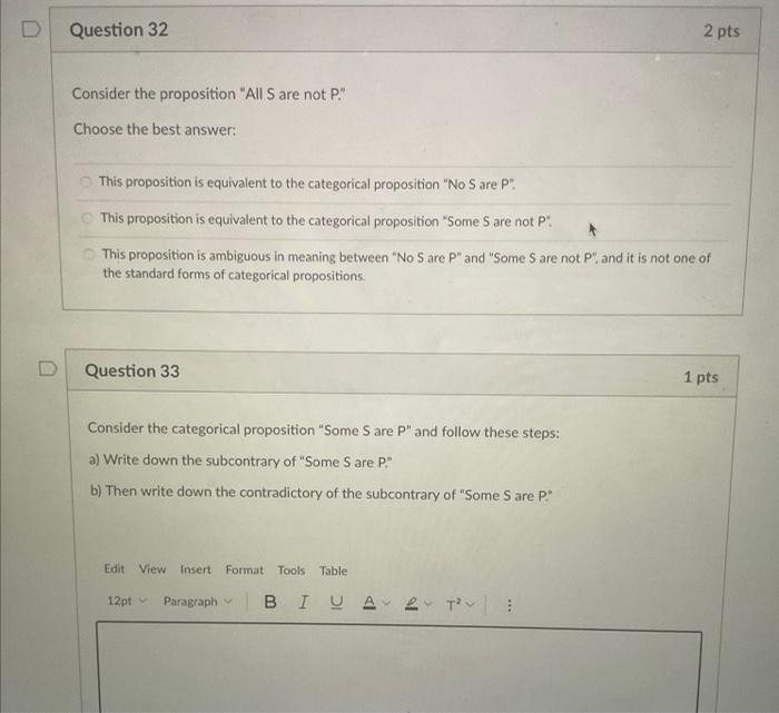Consider the proposition "All S are not P." Choose | Chegg.com