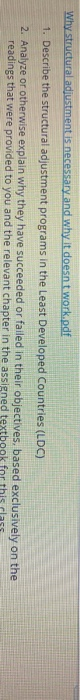 Solved Why structural adjustment is necessary and why it | Chegg.com