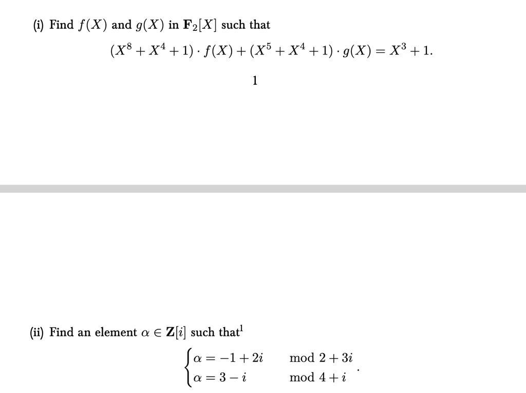 Solved I ﻿find F X ﻿and G X ﻿in F2[x] ﻿such