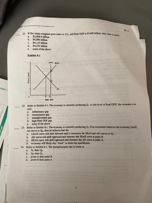 Solved 21. If the chain-weighted price index is 121, and | Chegg.com