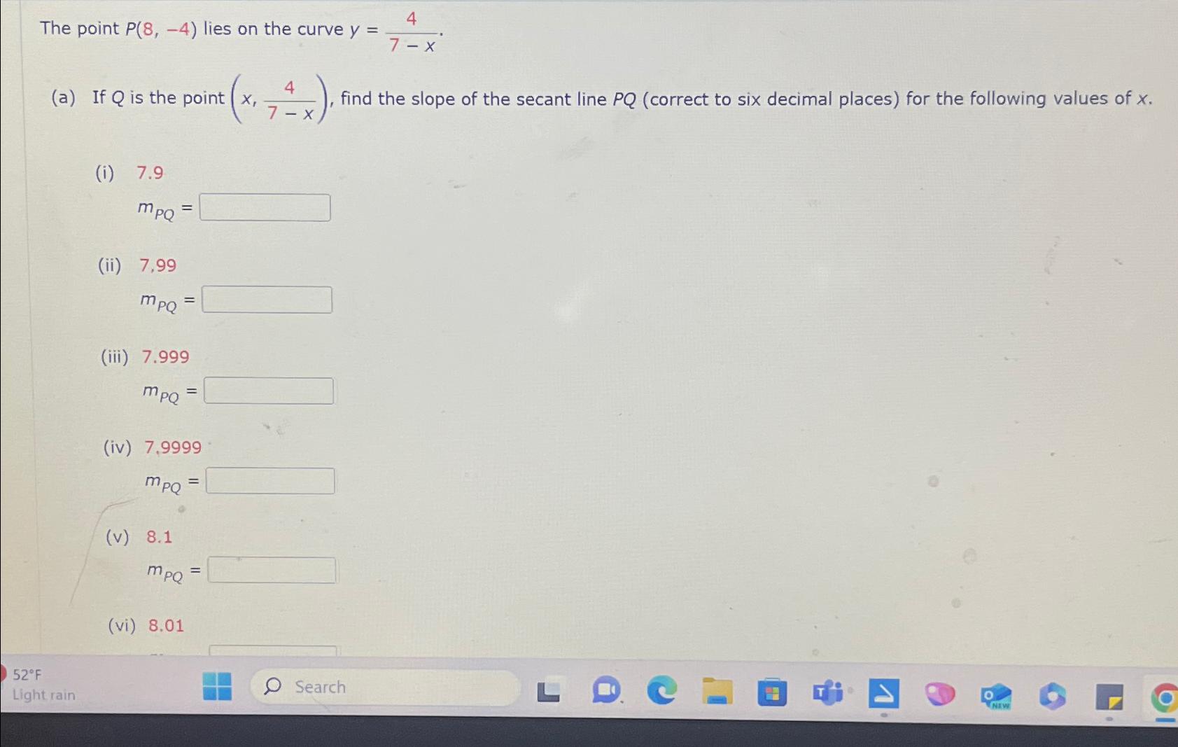Solved The point P(8,-4) lies on the curve | Chegg.com