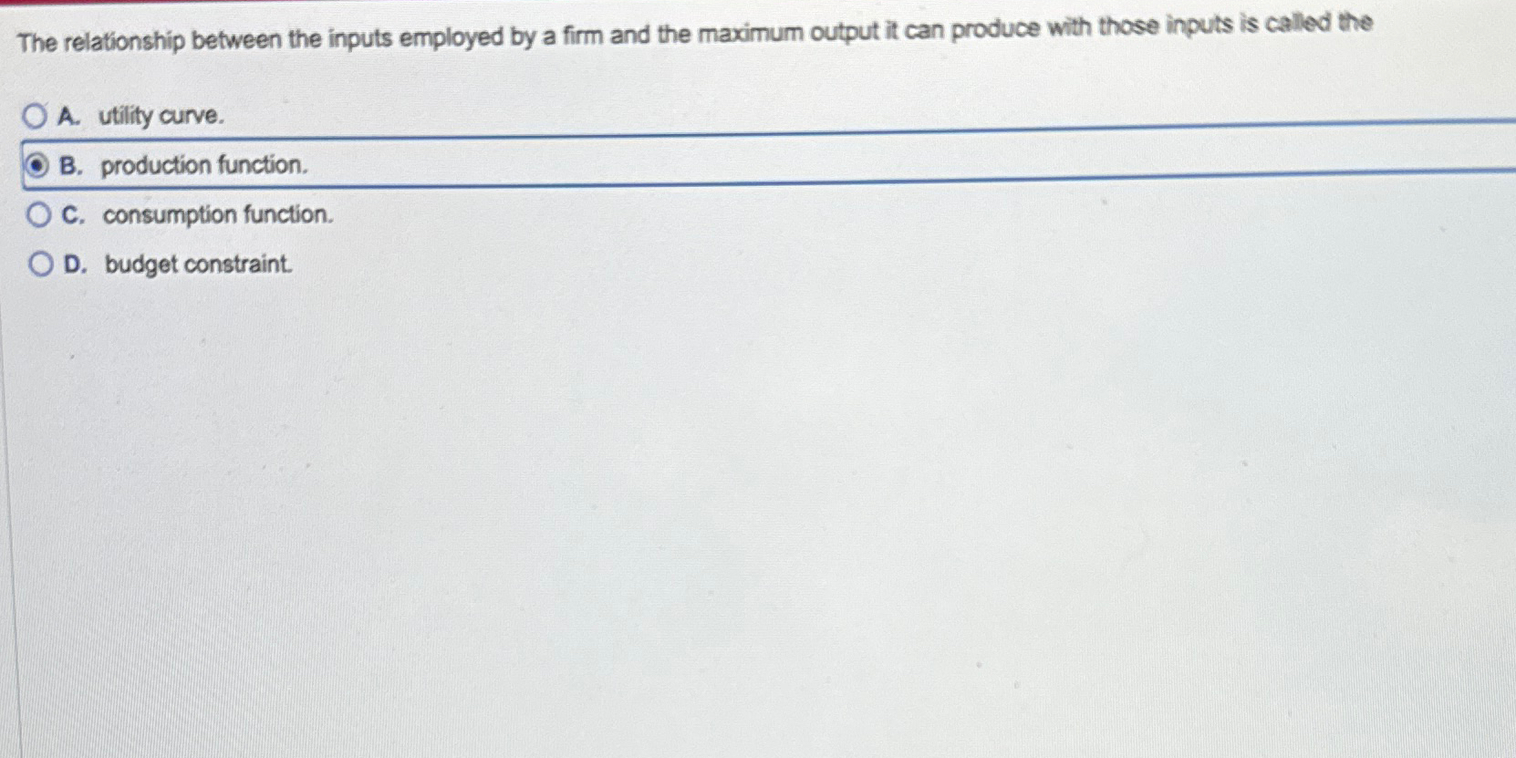 Solved The relationship between the inputs employed by a | Chegg.com