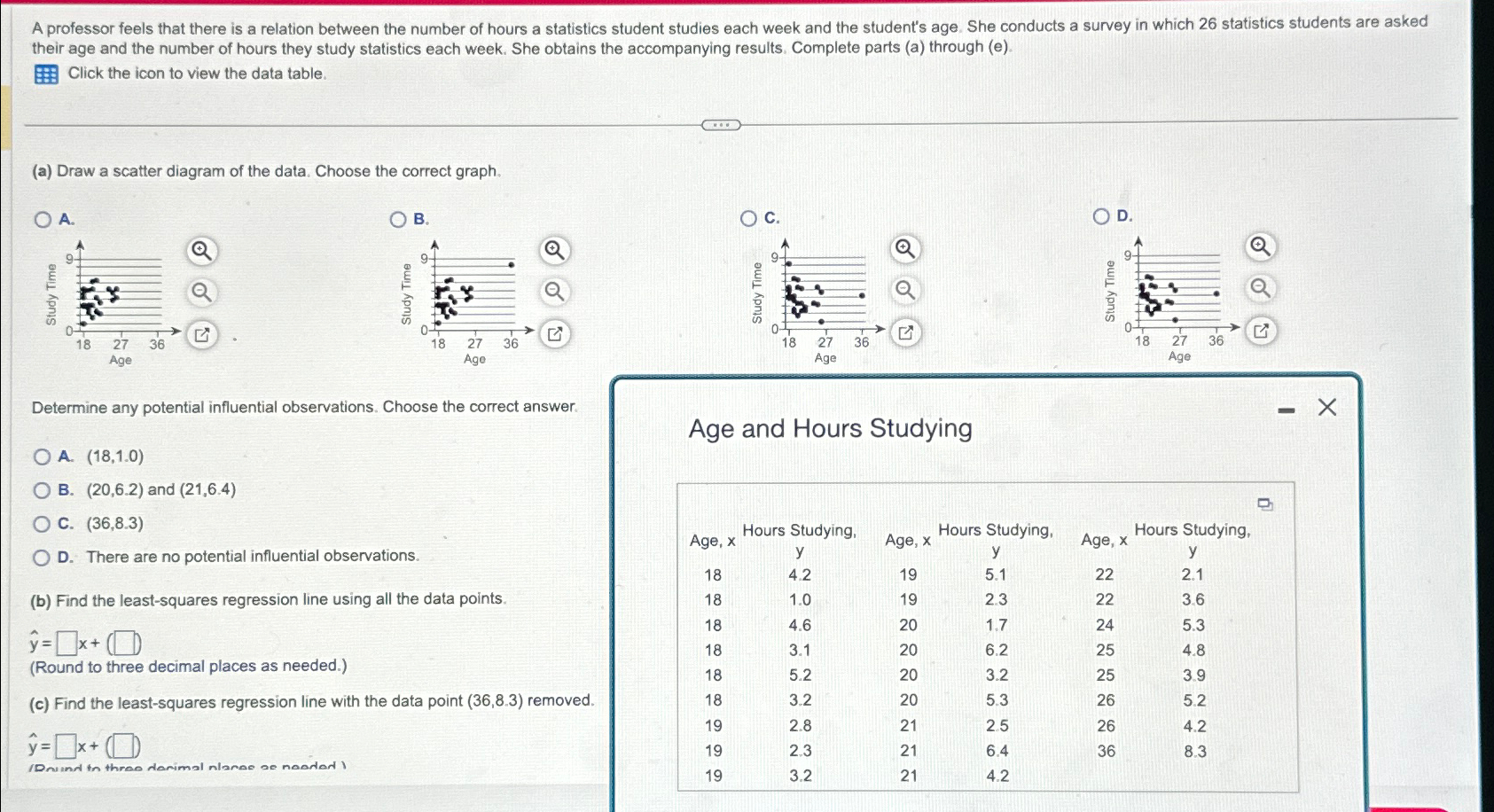 Solved (d) ﻿Draw each least-squares regression line on the | Chegg.com