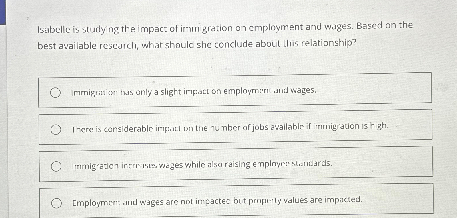 Solved Isabelle is studying the impact of immigration on | Chegg.com