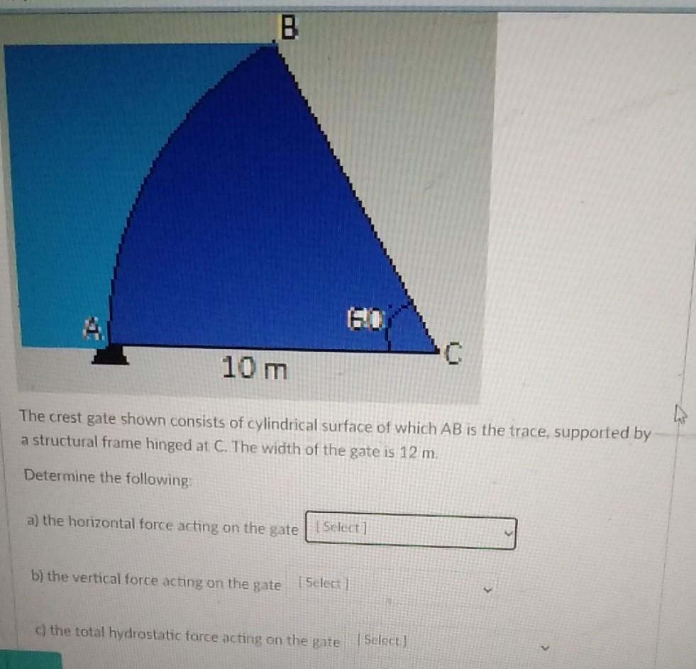 Solved B 10 m The crest gate shown consists of cylindrical | Chegg.com