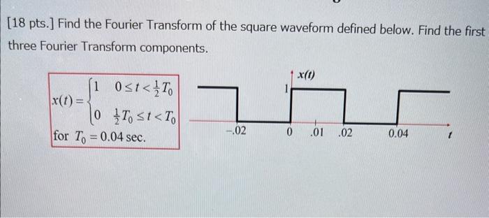 Solved [18 pts.] Find the Fourier Transform of the square | Chegg.com