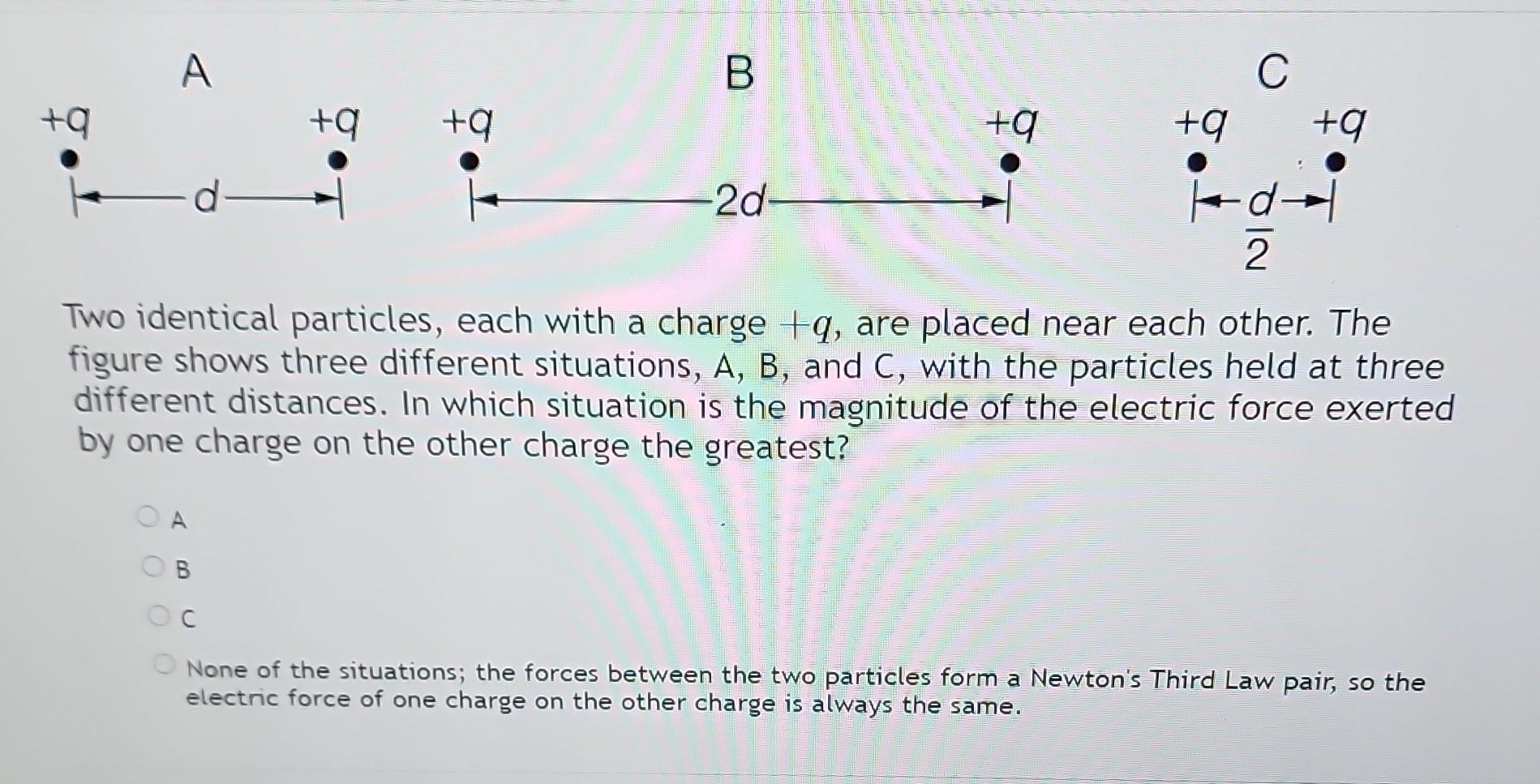 Solved Two identical particles, each with a charge +q, are | Chegg.com