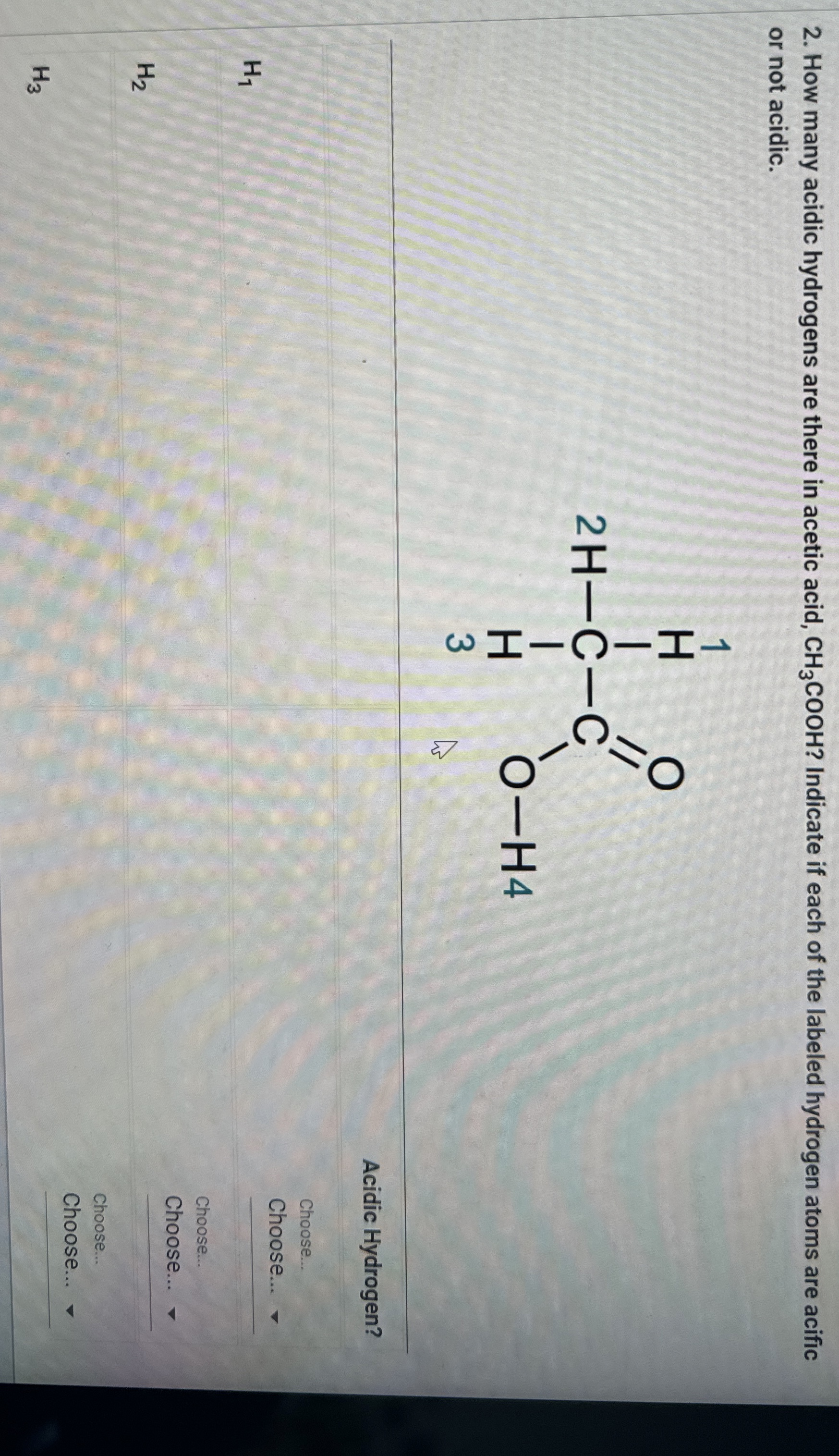 Solved How many acidic hydrogens are there in acetic acid, | Chegg.com
