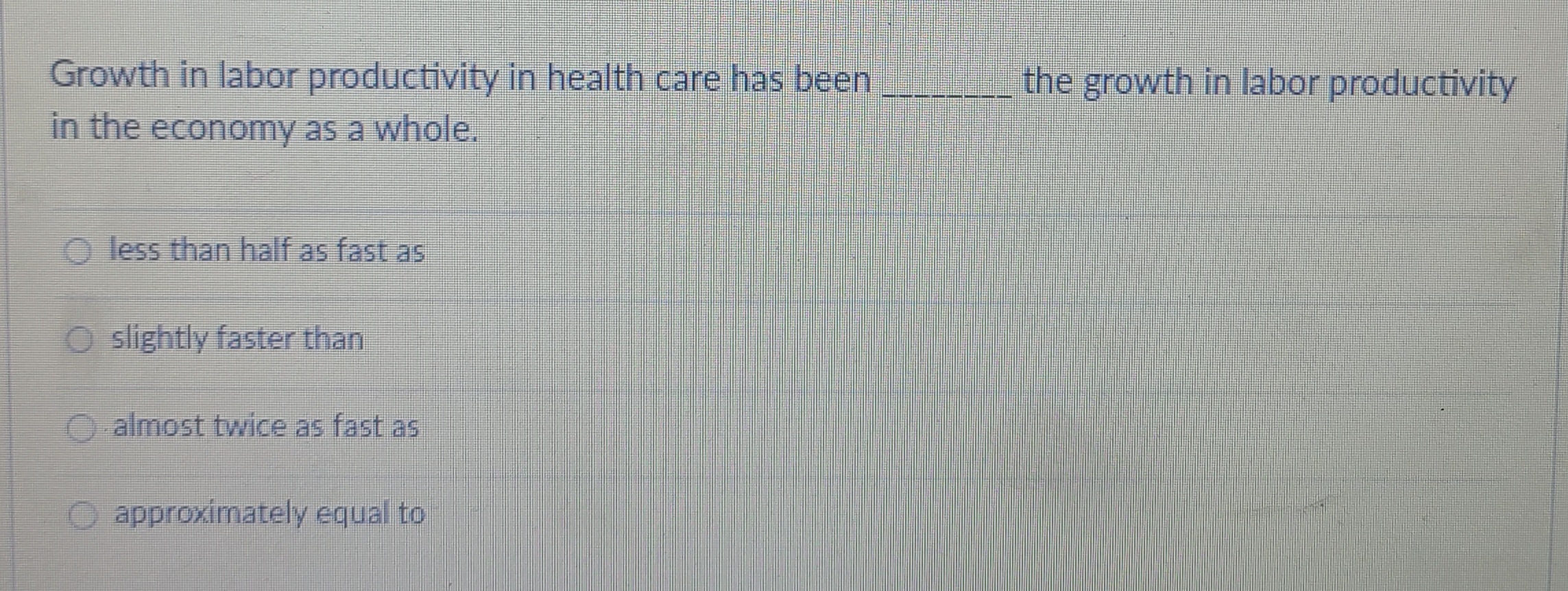 Solved Growth in labor productivity in health care has | Chegg.com