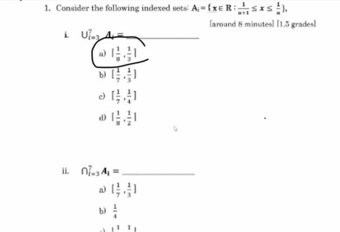 Solved . Consider the following indexed sets: | Chegg.com
