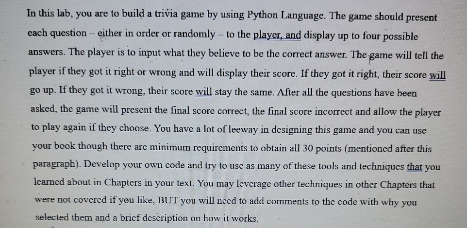 In this lab, you are to build a trivia game by using | Chegg.com