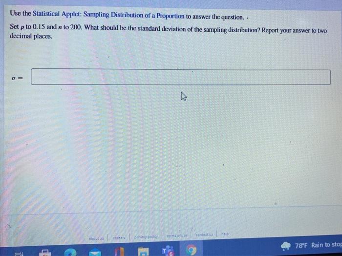 Solved Use the Statistical Applet: Sampling Distribution of | Chegg.com