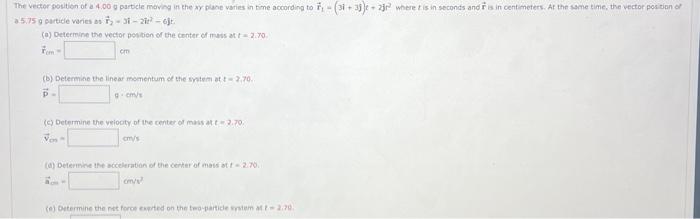 Solved The vector position of a 4.00 g particle moving in | Chegg.com