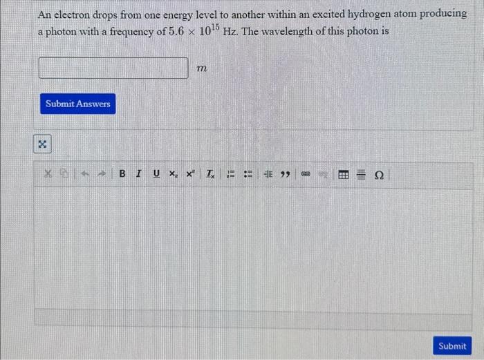 Solved An electron drops from one energy level to another | Chegg.com