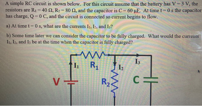 Solved A simple RC circuit is shown below. For this circuit | Chegg.com