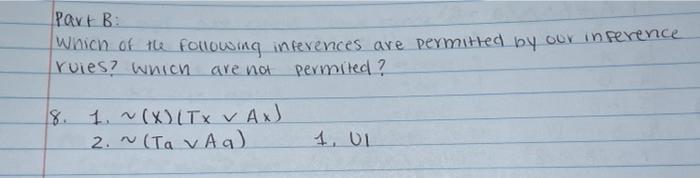 Solved Part B: Which of the following inferences are | Chegg.com