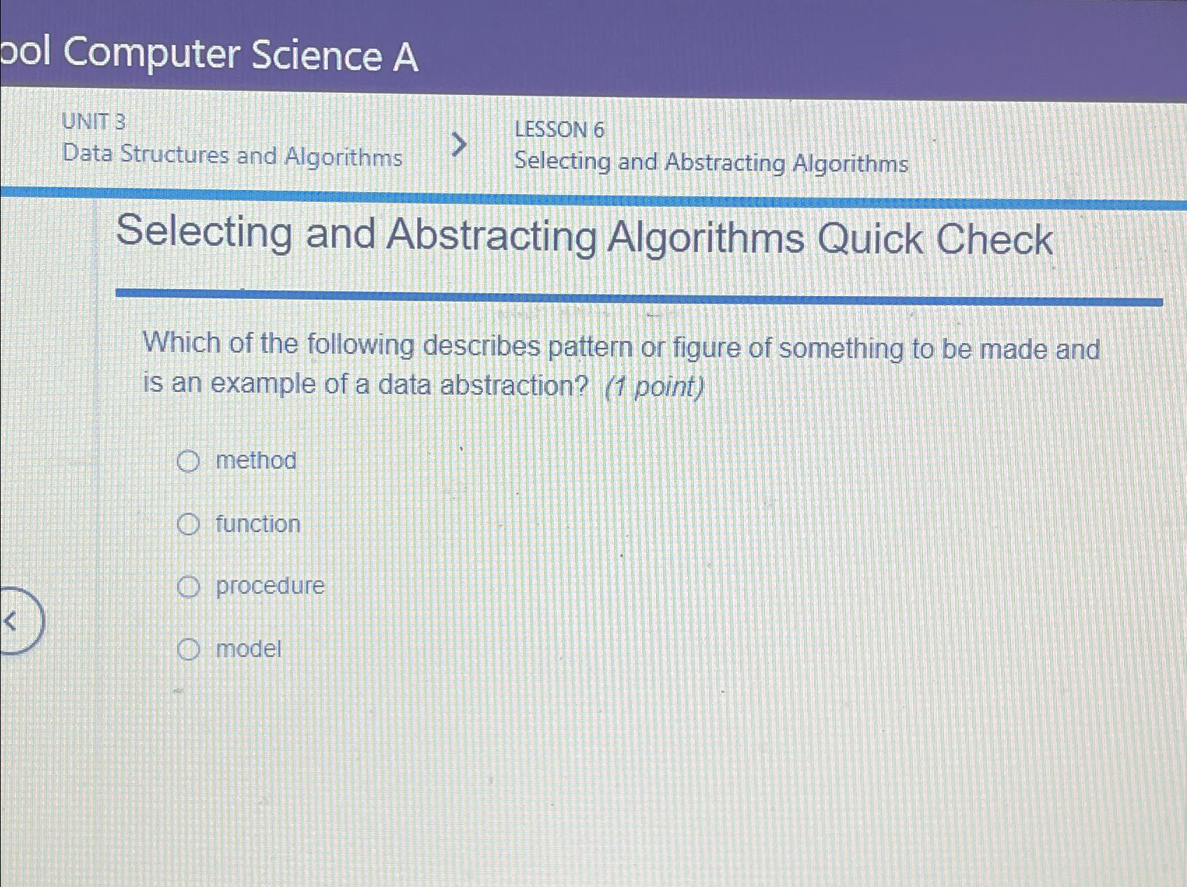 Solved ool Computer Science AUNIT 3LESSON 6Data Structures | Chegg.com