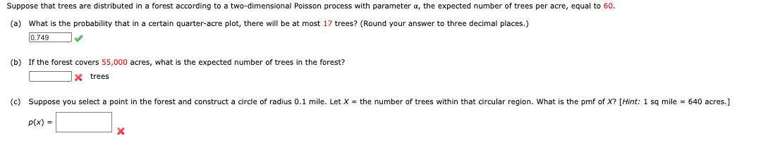 Solved Suppose that trees are distributed in a forest | Chegg.com