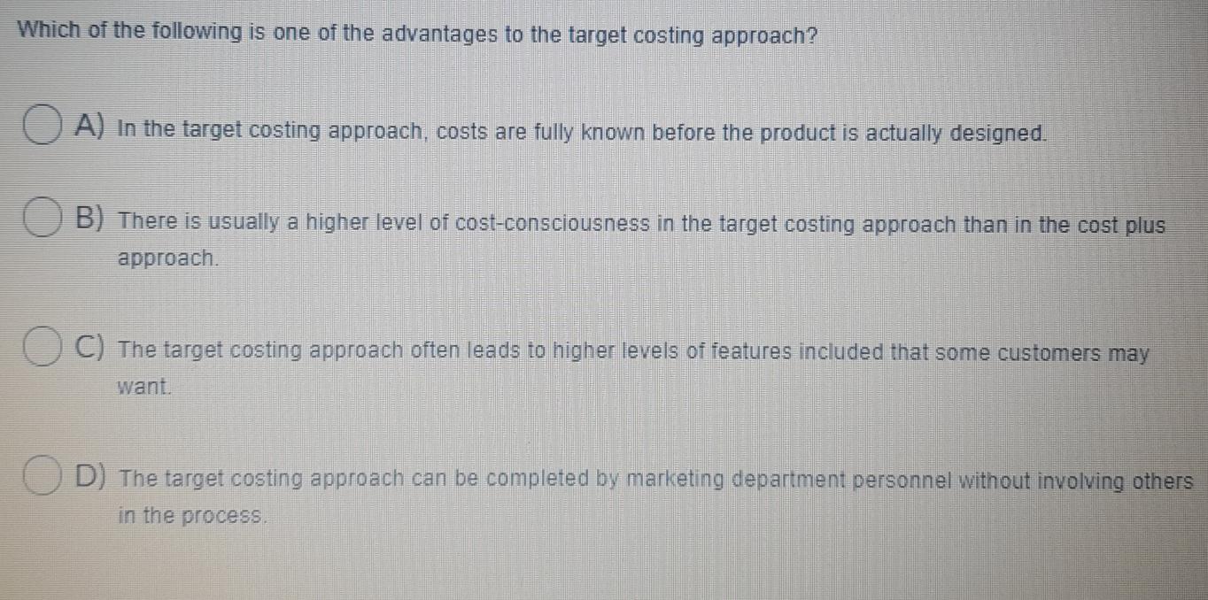 Solved Which of the following is one of the advantages to | Chegg.com