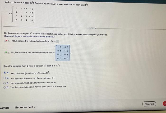 Solved linear algebra solve the bottom last question. choose | Chegg.com
