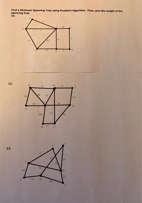 Solved Find a Minimum Spanning Tree using Kruskal's | Chegg.com