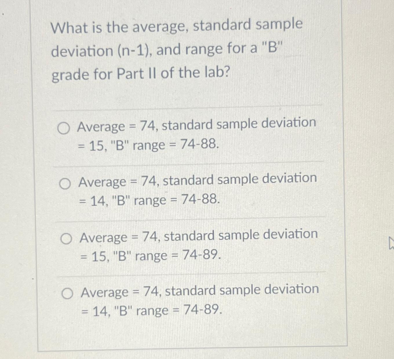Solved What is the average, standard sample deviation | Chegg.com