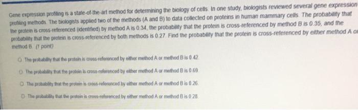 Solved Gene expression proting is a state-of-the-art method | Chegg.com