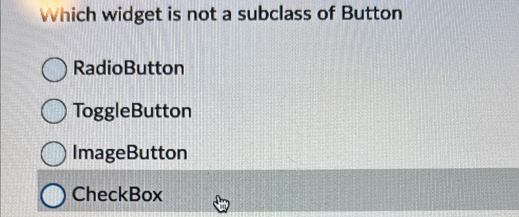 Solved Which widget is not a subclass of | Chegg.com