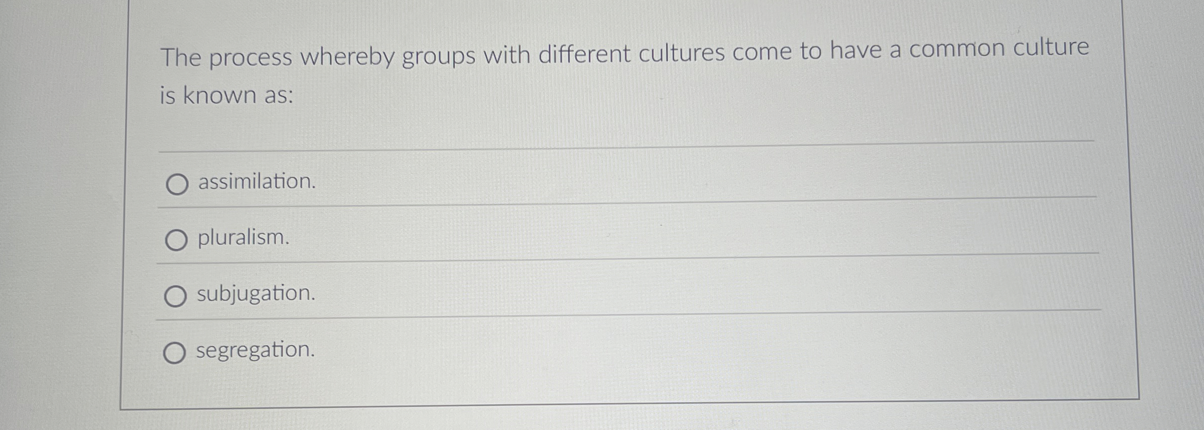 The process whereby groups with different cultures | Chegg.com